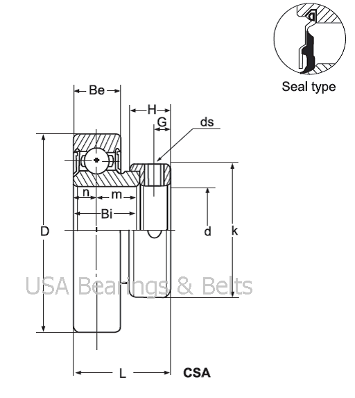 1" Insert Bearing with Eccentric Locking Collar-CSA205-16 | CSA205-16